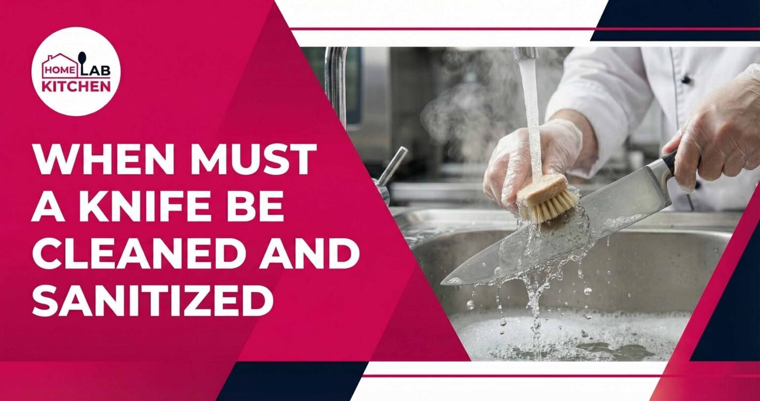 When must a Knife Be Cleaned and Sanitized in the Kitchen?